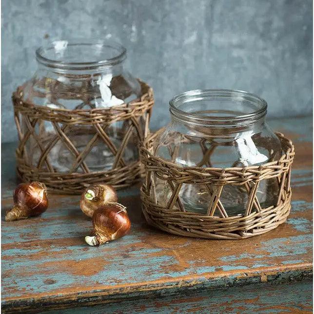 Glass and Woven Willow Canister – VagabondVintage