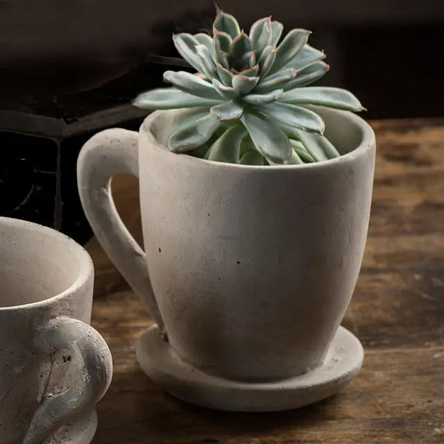 Cement Tea Mug Planter – VagabondVintage