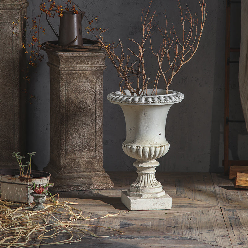 Distressed White Pedestal Urn Planter – VagabondVintage