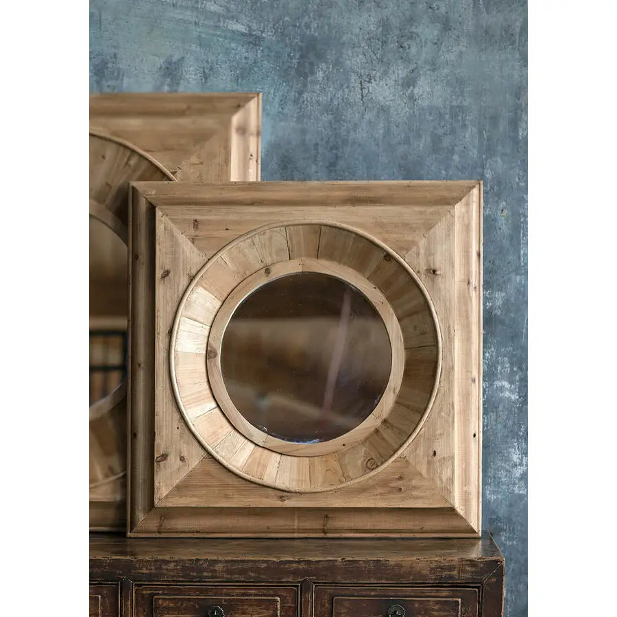 Pine Round Frame Small Mirror – VagabondVintage